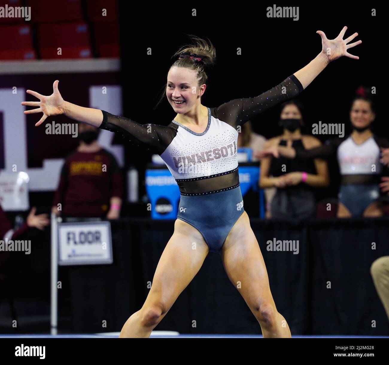 Norman, OK, USA. 2nd Apr, 2022. Minnesota's Lexy Ramler performs her ...