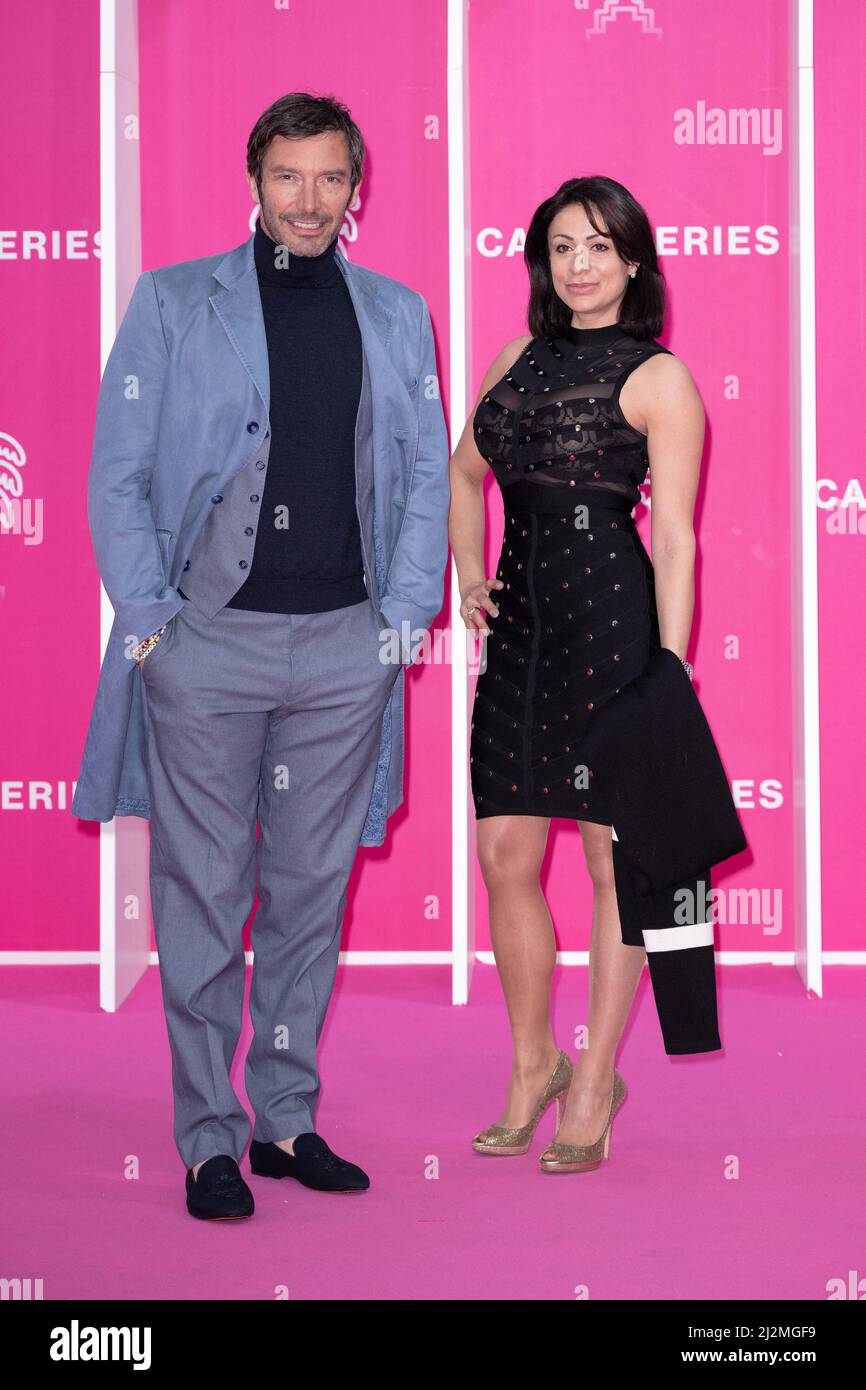 Franck Semonin and Claudia Cherki attend the pink carpet during the 5th ...