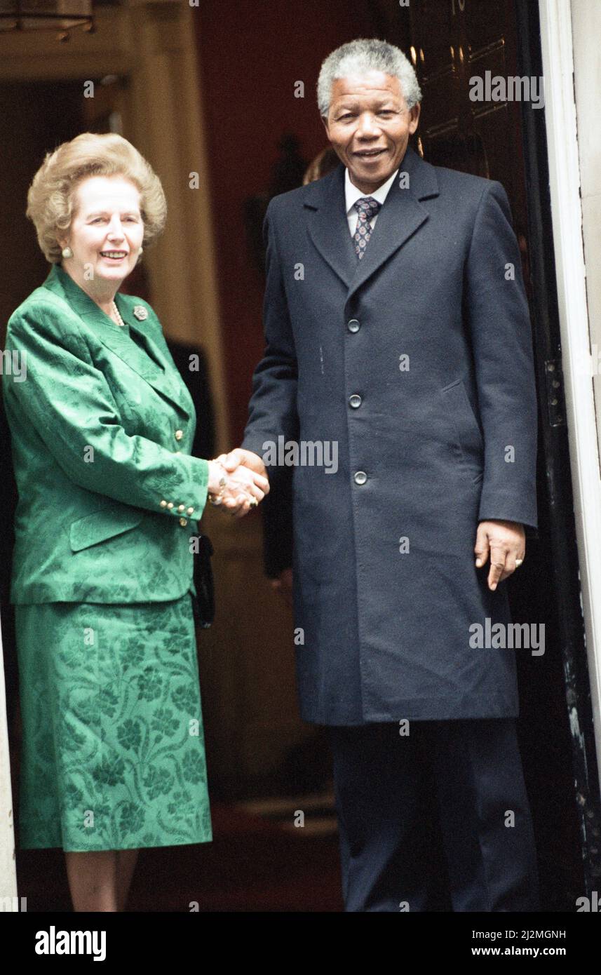 Prime Minister Margaret Thatcher at 10 Downing Street with President of ...