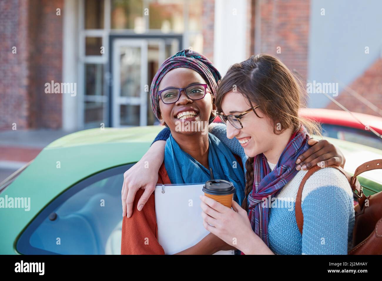 Enjoying their student years together. Cropped shot of two university ...