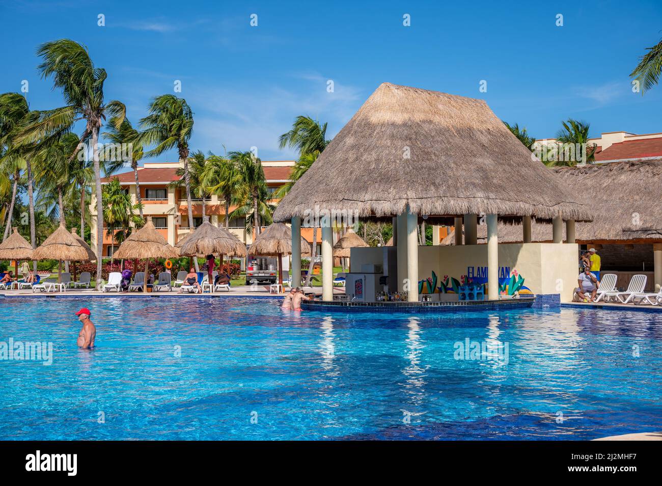 Tulum, Mexico - March 25, 2022: View of swimming pools at the Bahia ...