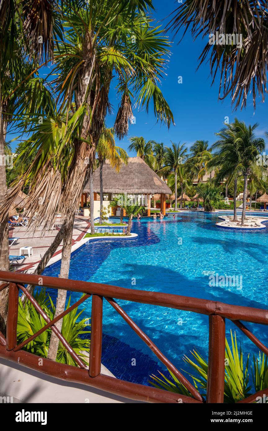 Tulum, Mexico - March 25, 2022: View of swimming pools at the Bahia ...