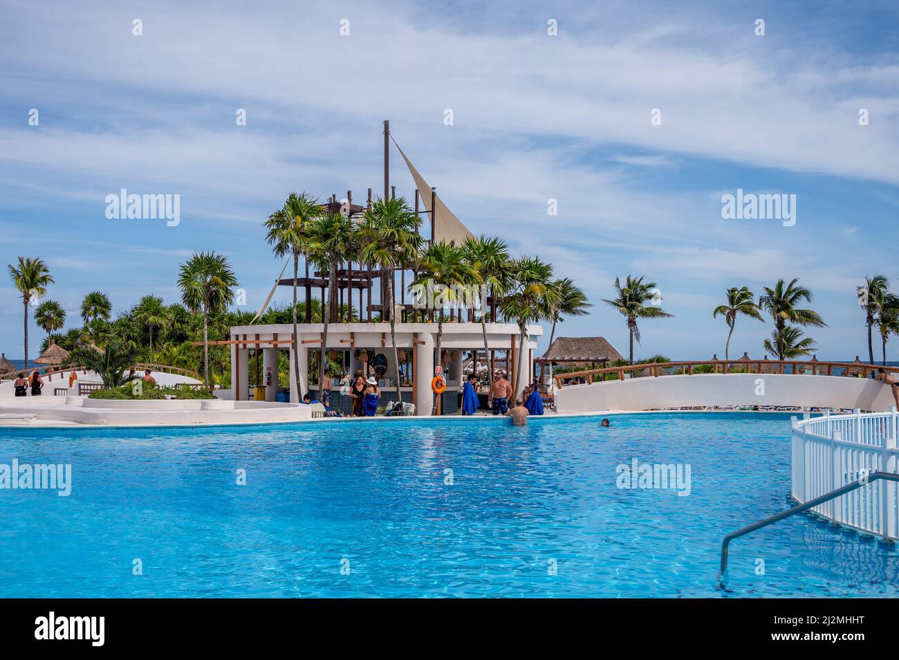 Tulum, Mexico - March 26, 2022: View of swimming pools at the Bahia ...
