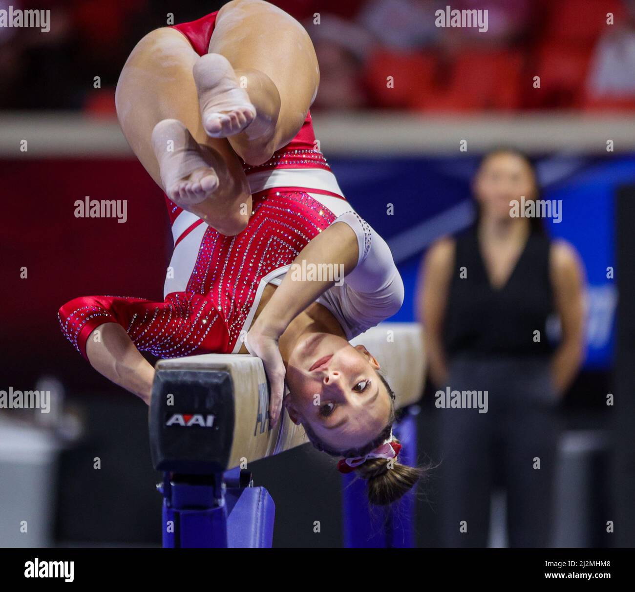 Norman, OK, USA. 2nd Apr, 2022. Arkansas' Kennedy Hambrick competes on ...