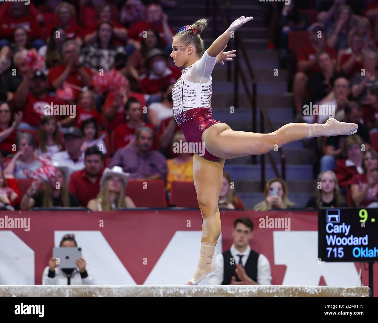 Norman, OK, USA. 2nd Apr, 2022. Oklahoma's Ragan Smith competes on the ...