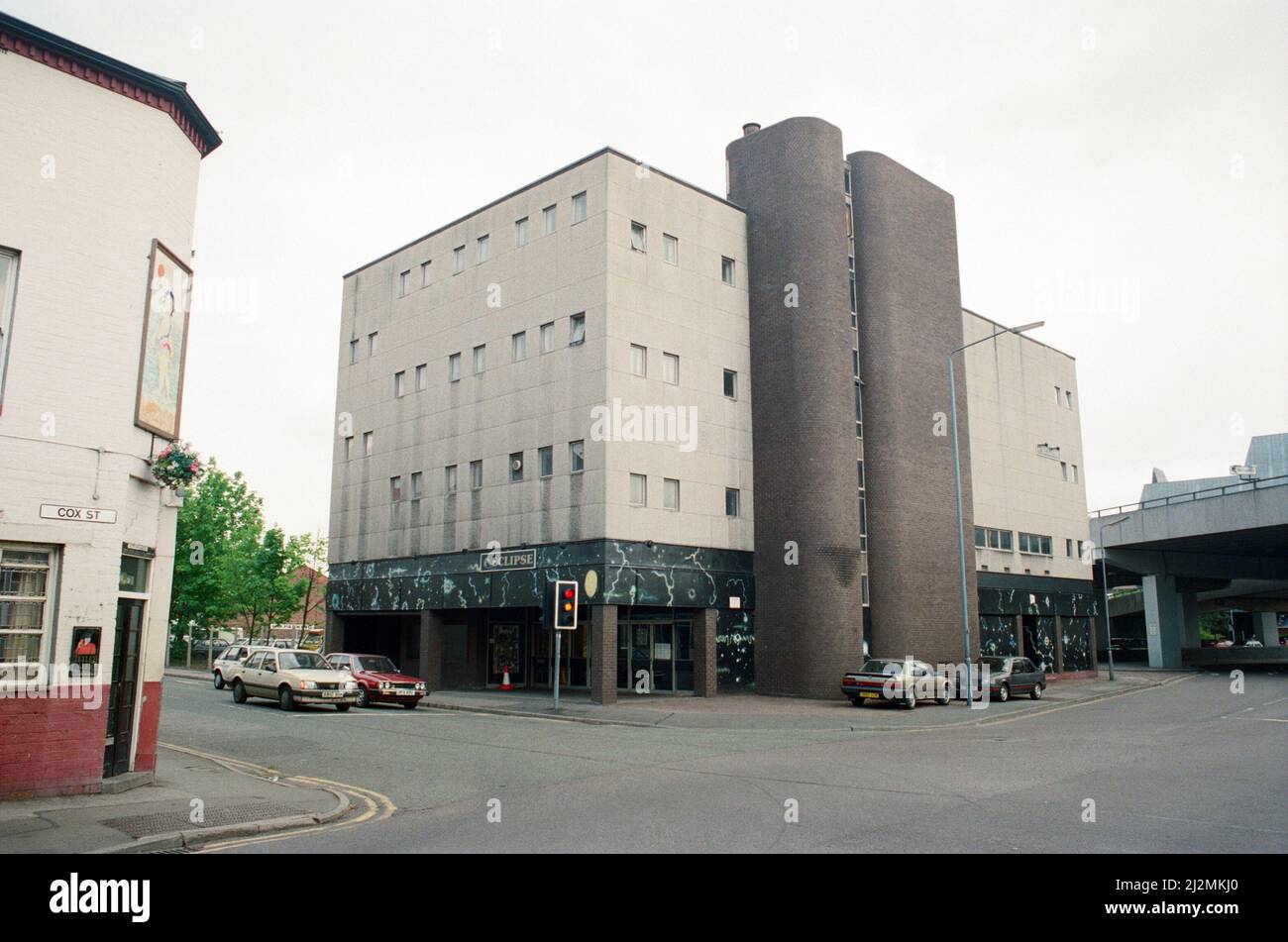 Exterior of the Eclipse nightclub, Coventry. 4th June 1991 Stock Photo ...
