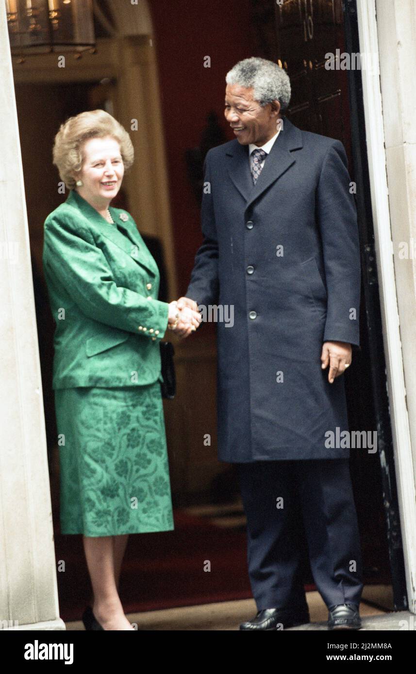 Prime Minister Margaret Thatcher at 10 Downing Street with President of ...