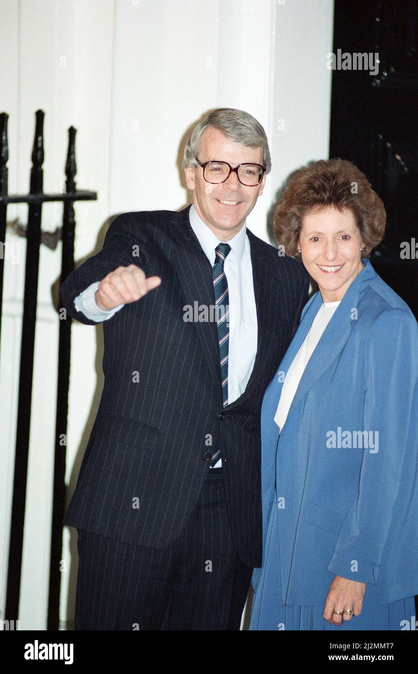 John Major outside 10 Downing Street after winning the Conservative ...
