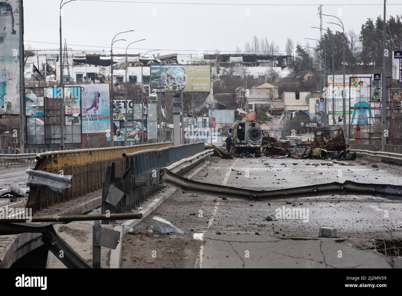 Bucha, Ukraine. 02nd Apr, 2022. Broken vehicles of Russian occupiers at ...