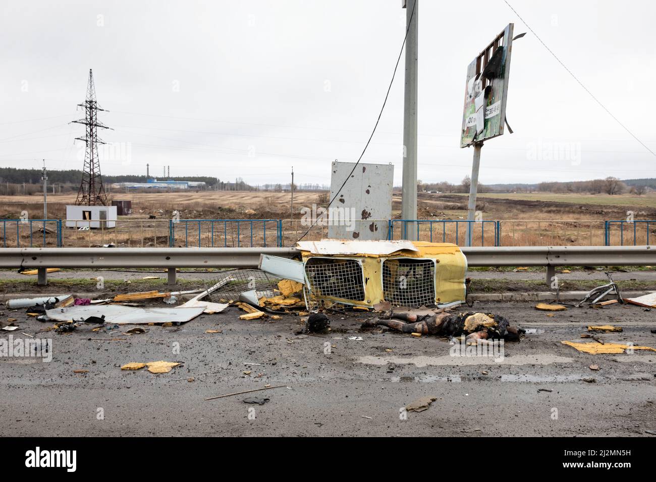 Bucha, Ukraine. 02nd Apr, 2022. A dead civilian seen on a highway in ...