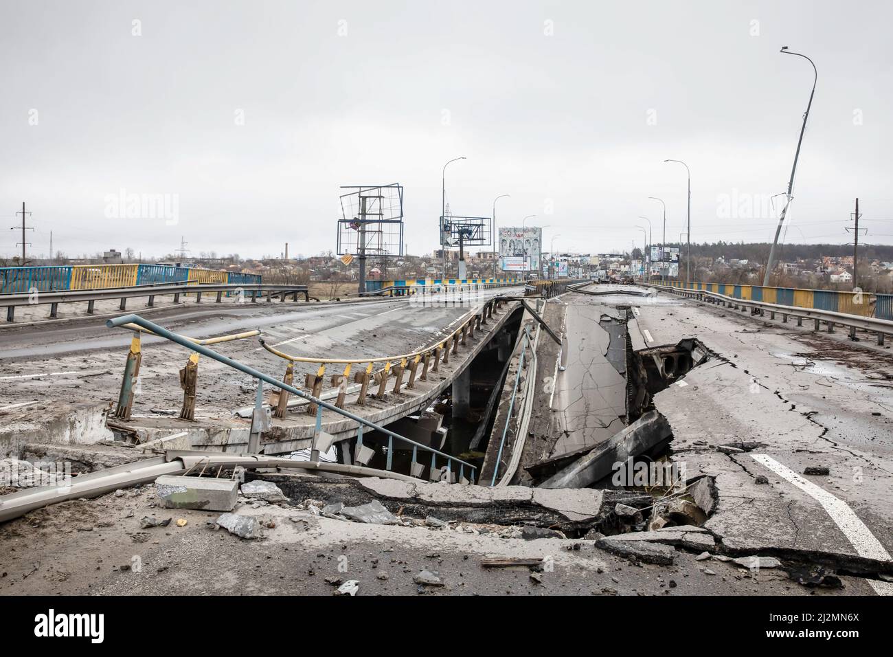 Bucha, Ukraine. 02nd Apr, 2022. The bridge destroyed as a result of the ...