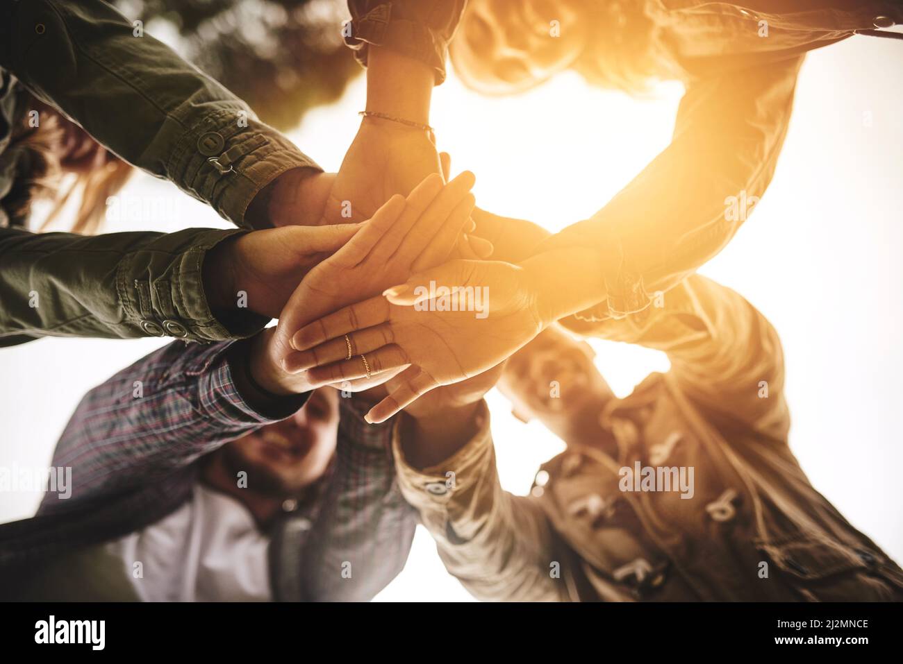 Happiness is spending time with friends. Shot of a group of friends ...