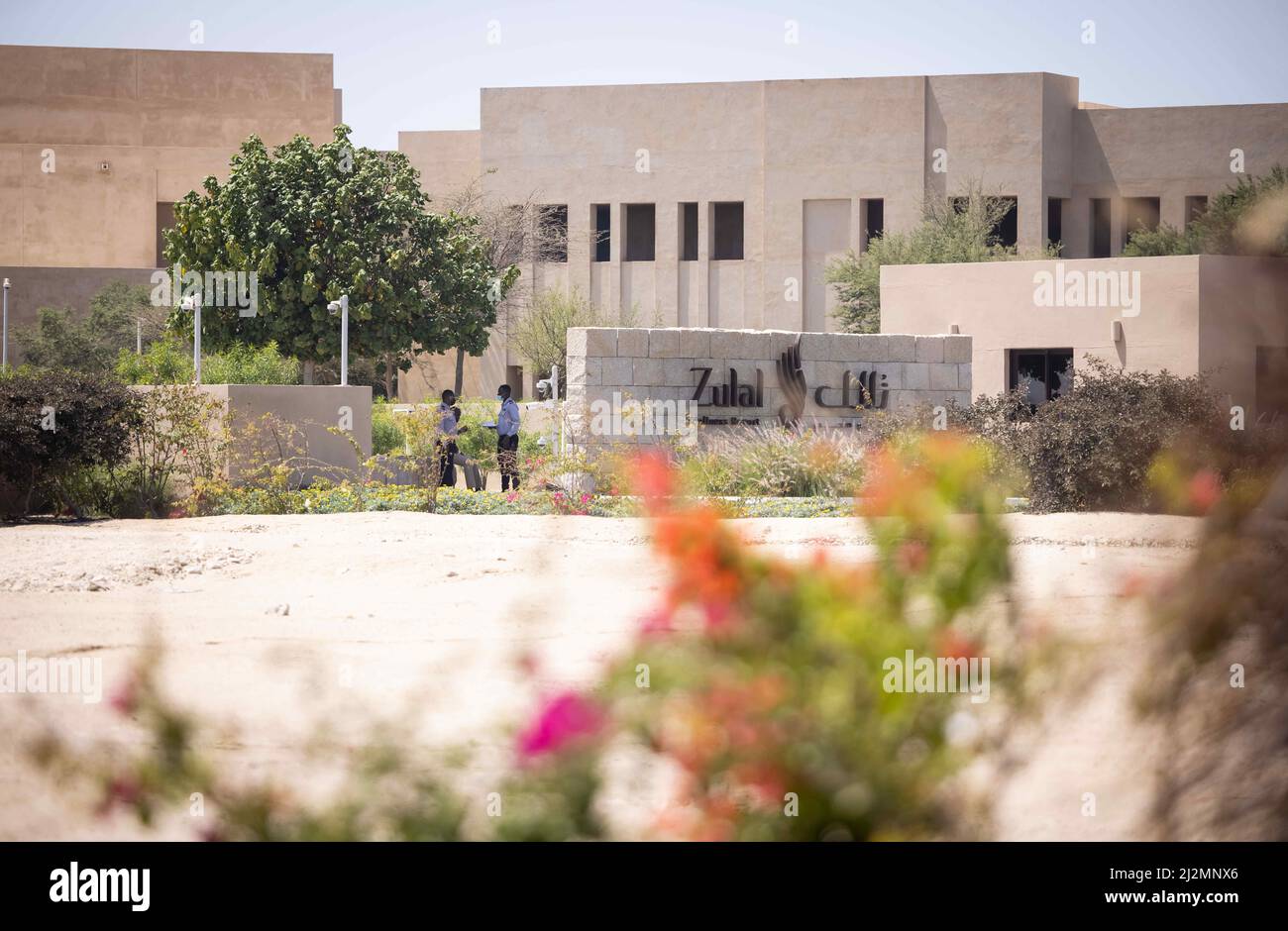 Al Ruwais, Qatar. 02nd Apr, 2022. Security guards stand at the main ...