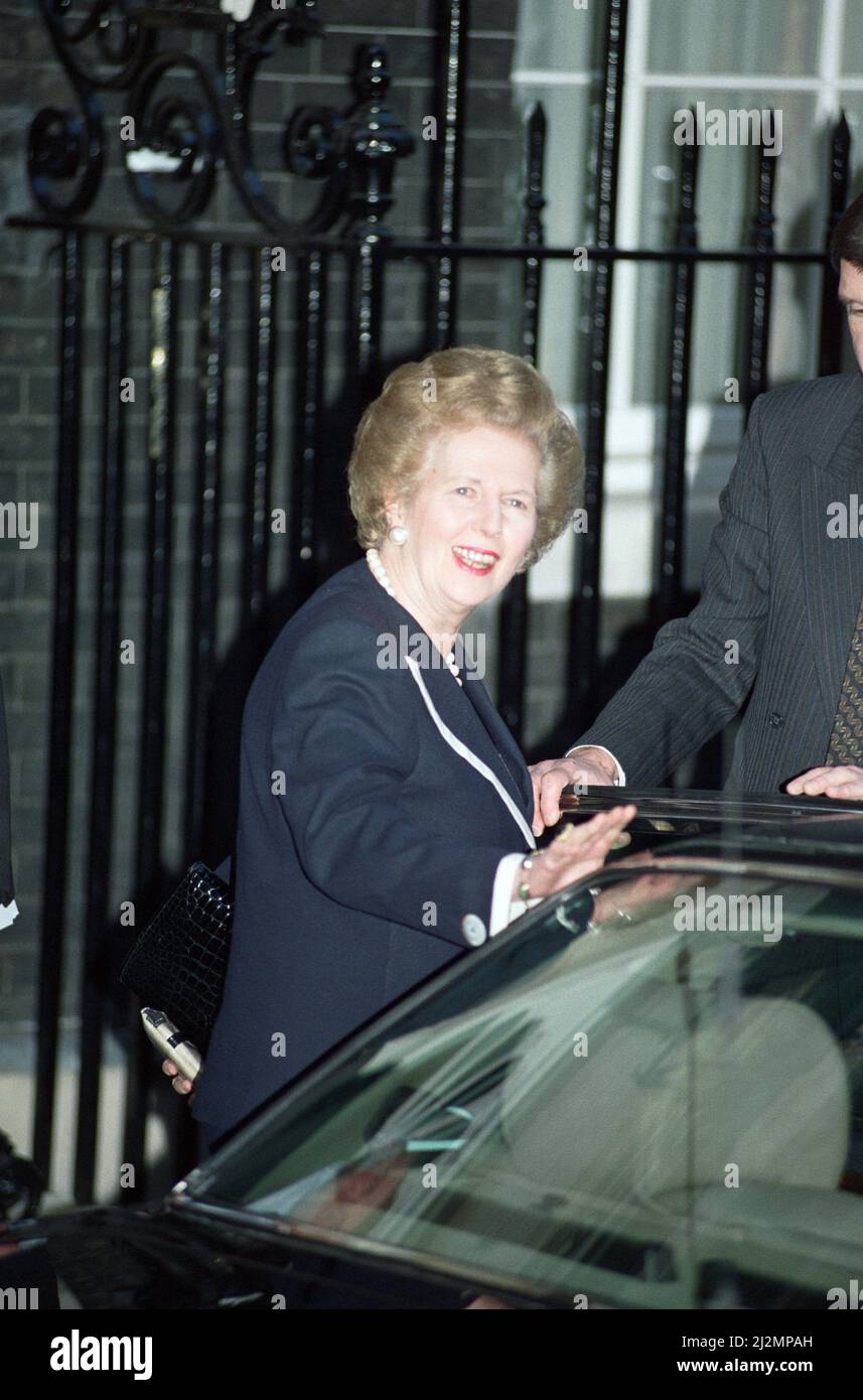 Prime Minister Margaret Thatcher at 10 Downing Street after John Major ...