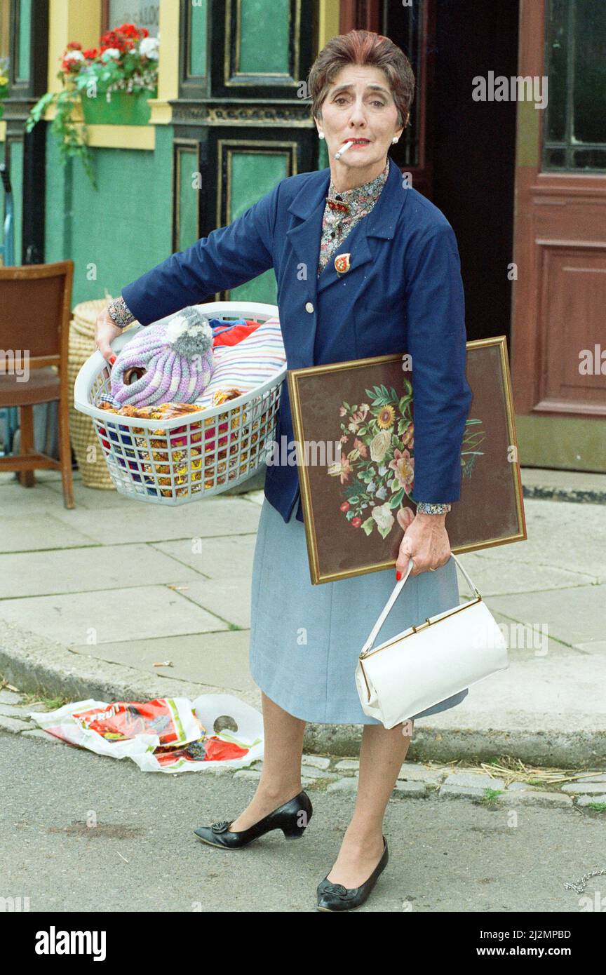The cast of EastEnders on set. June Brown as Dot Cotton. 28th June 1991 ...