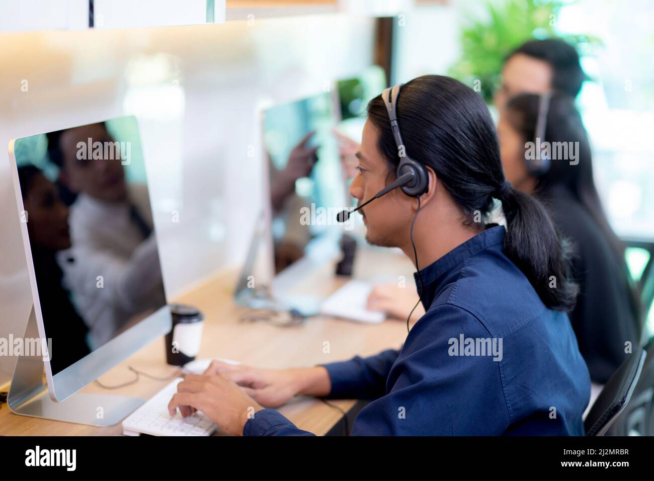 Customer service with friendly, man and woman call center and operator ...