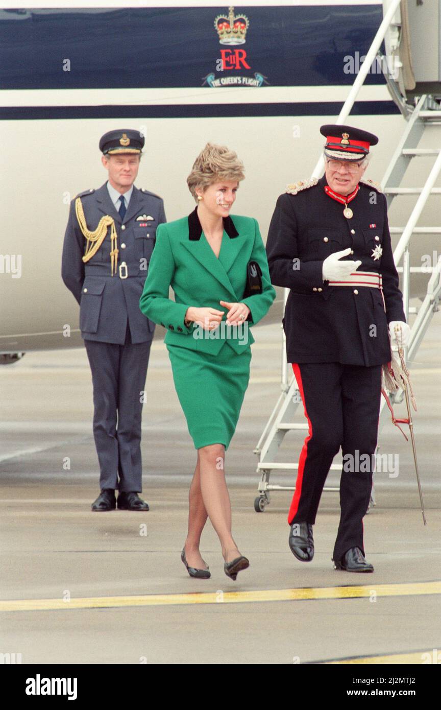 HRH The Princess of Wales, Princess Diana, arrives in Yorkshire today ...