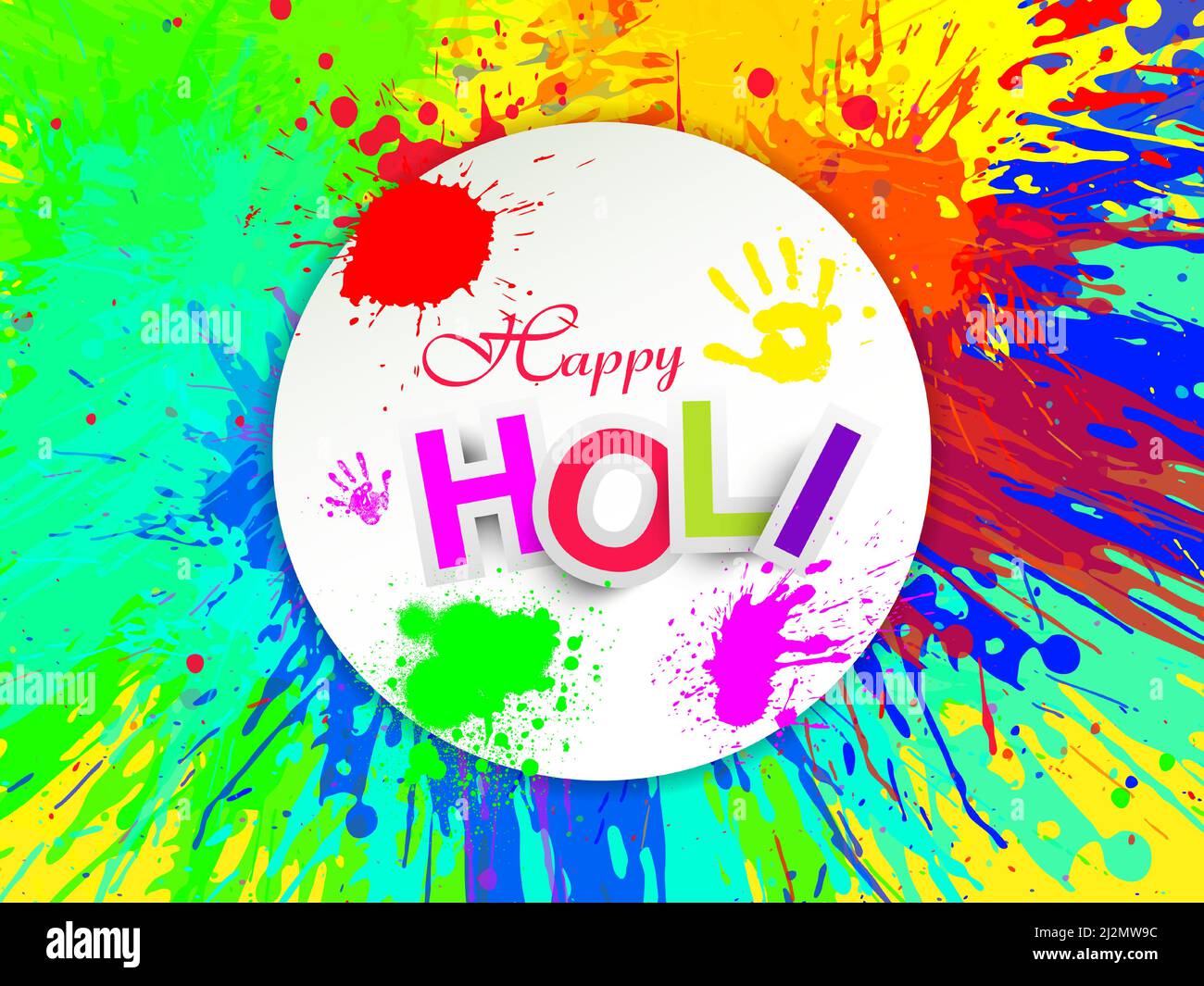 Happy Holi Greetings And Wishes With Colorful Splotches Stock Vector ...