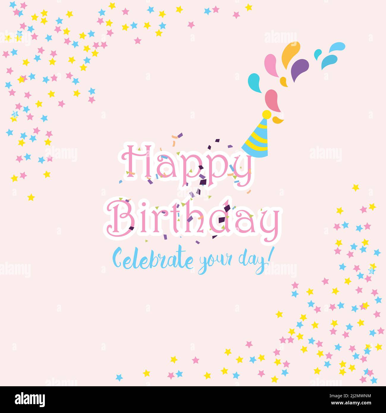 Happy Birthday Celebrate Your Day Greetings In Pastel Colors Stock ...