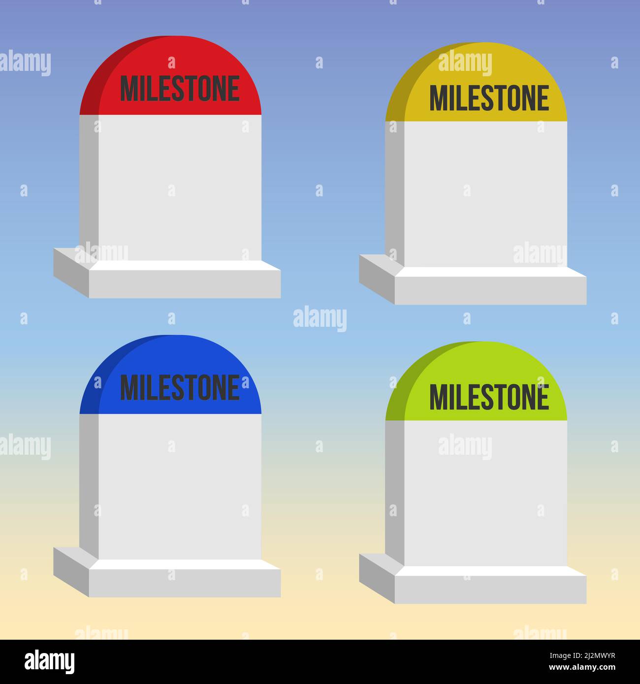 Colorful Set Of Milestone On Blue Gradient Background Stock Vector ...