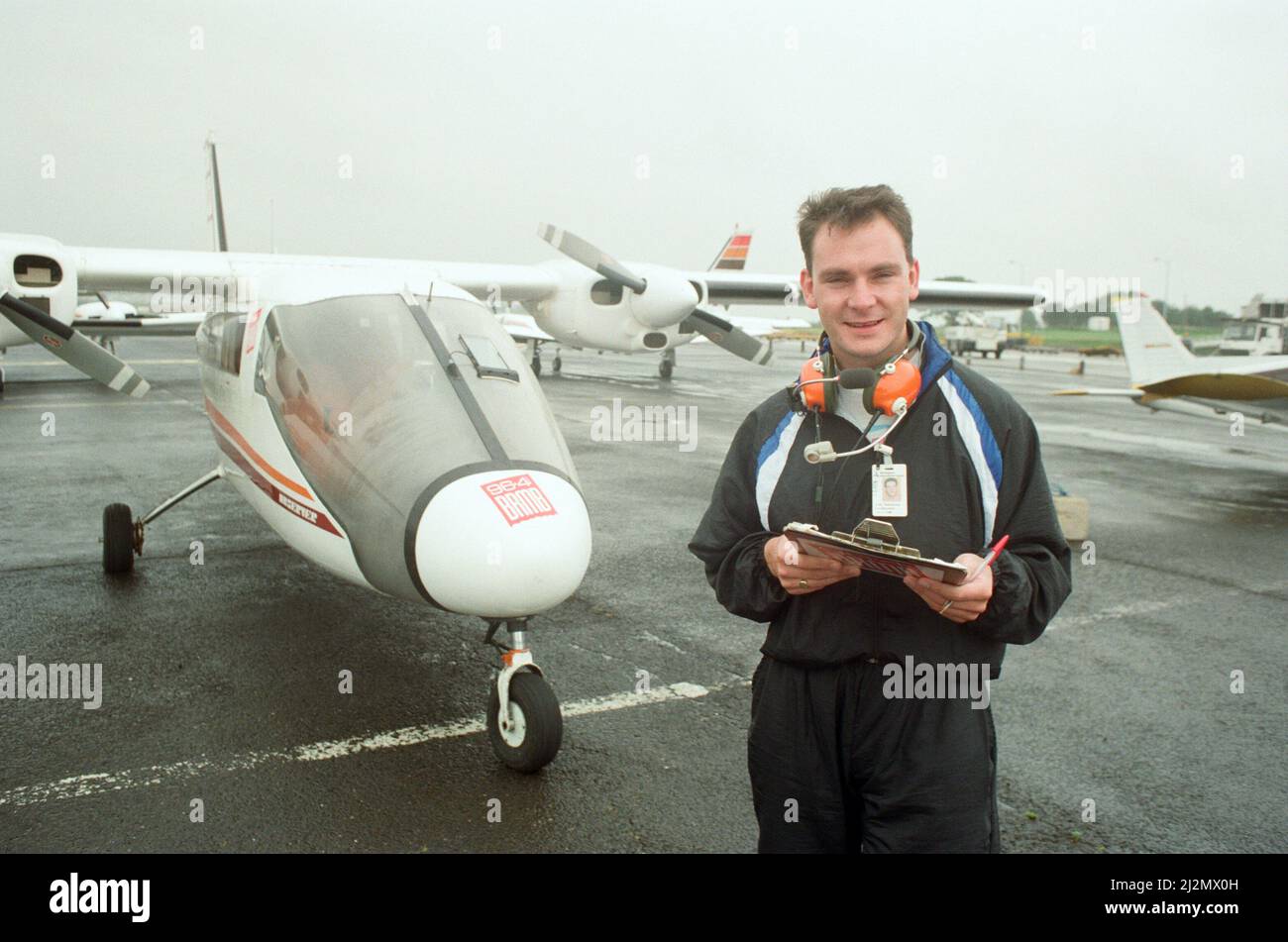 Graham Torrington of Skywatch, by the Partenavia aeroplane before take ...