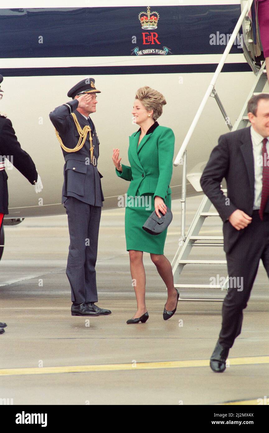HRH The Princess of Wales, Princess Diana, arrives in Yorkshire today ...