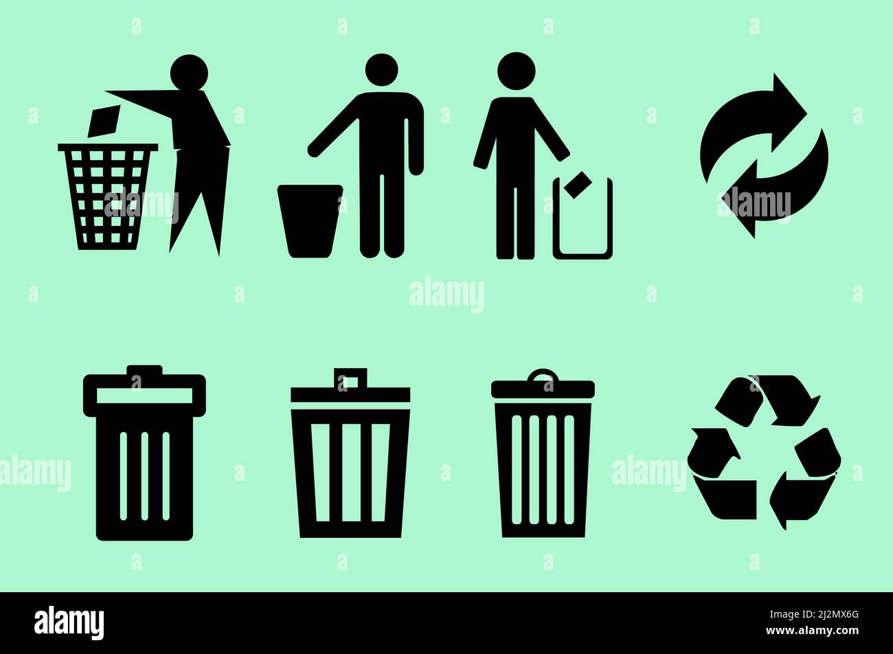 Recycle Garbage Trash Can Icon Set Stock Vector Image & Art - Alamy