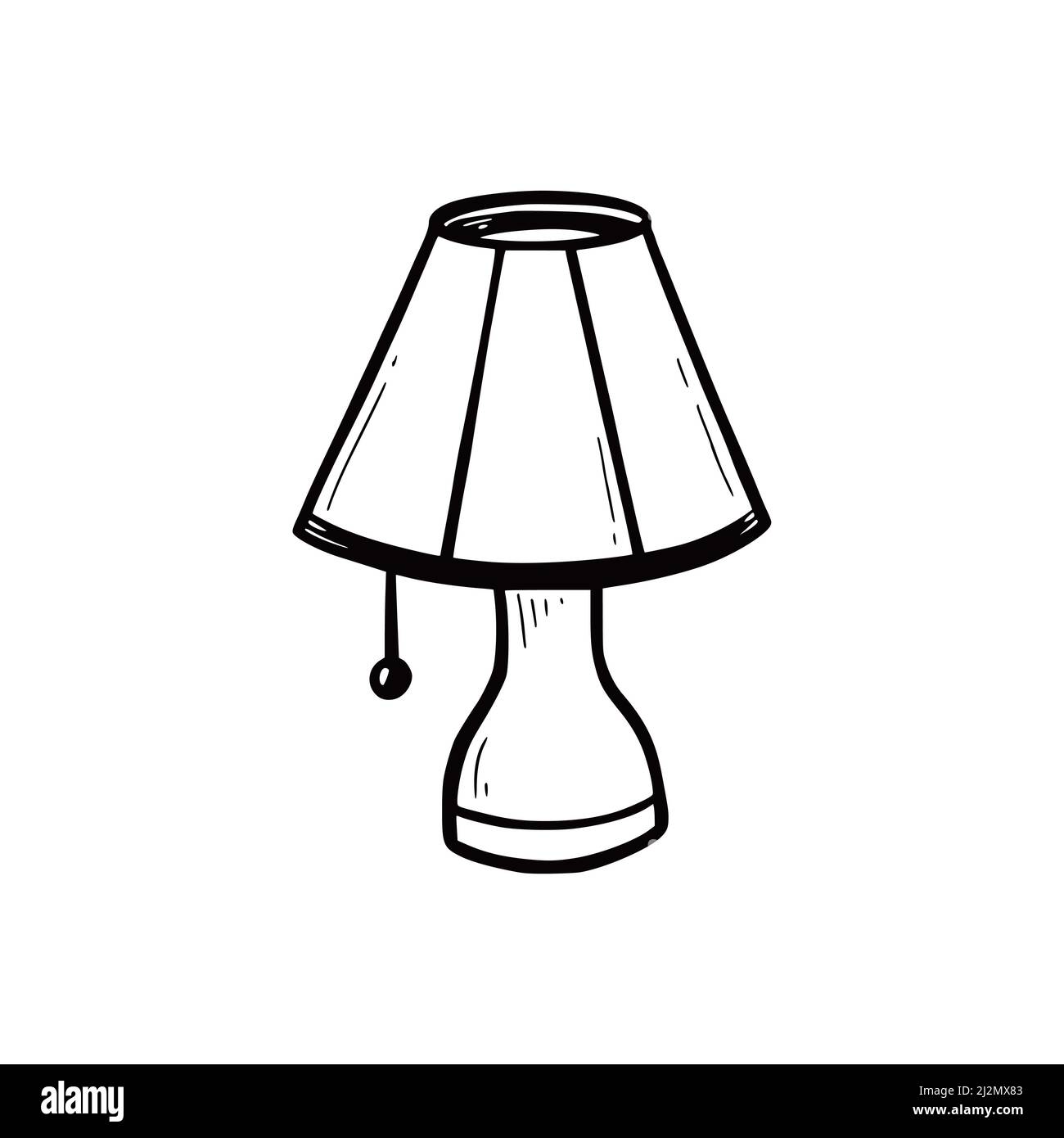 Hand drawn desk night lamp. Doodle sketch style. Drawing line simple ...