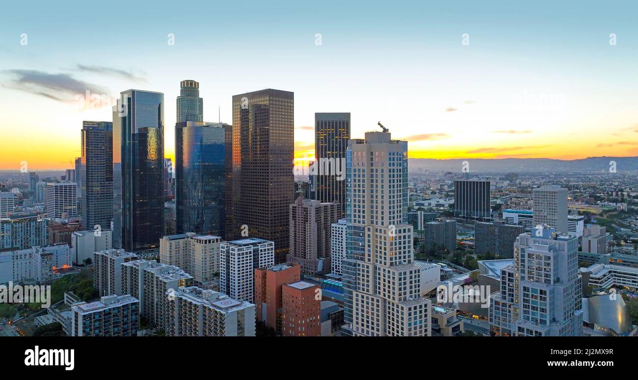 Los Angeles downtown panoramic city with skyscrapers. California theme ...