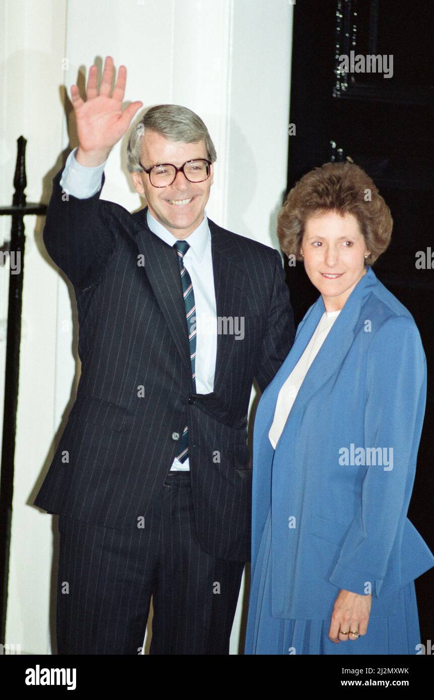 John Major outside 10 Downing Street after winning the Conservative ...