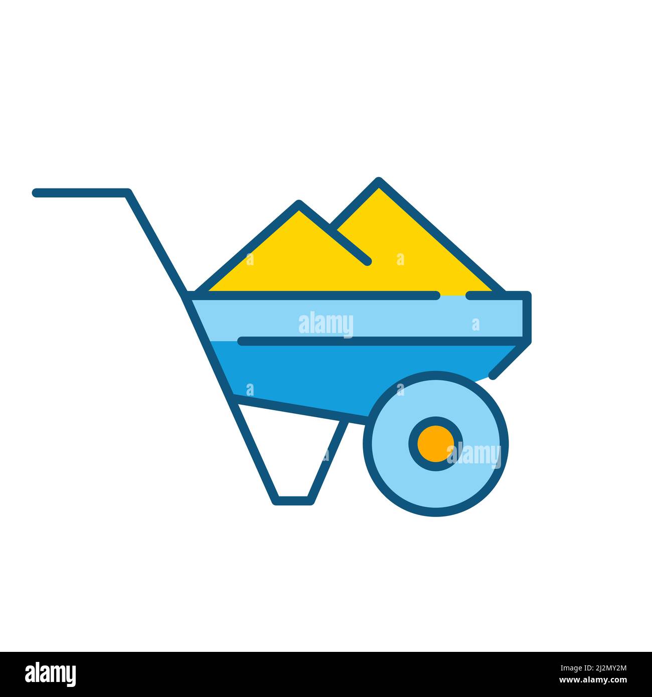 Construction wheelbarrow carrying heavy load. Pixel perfect, editable ...