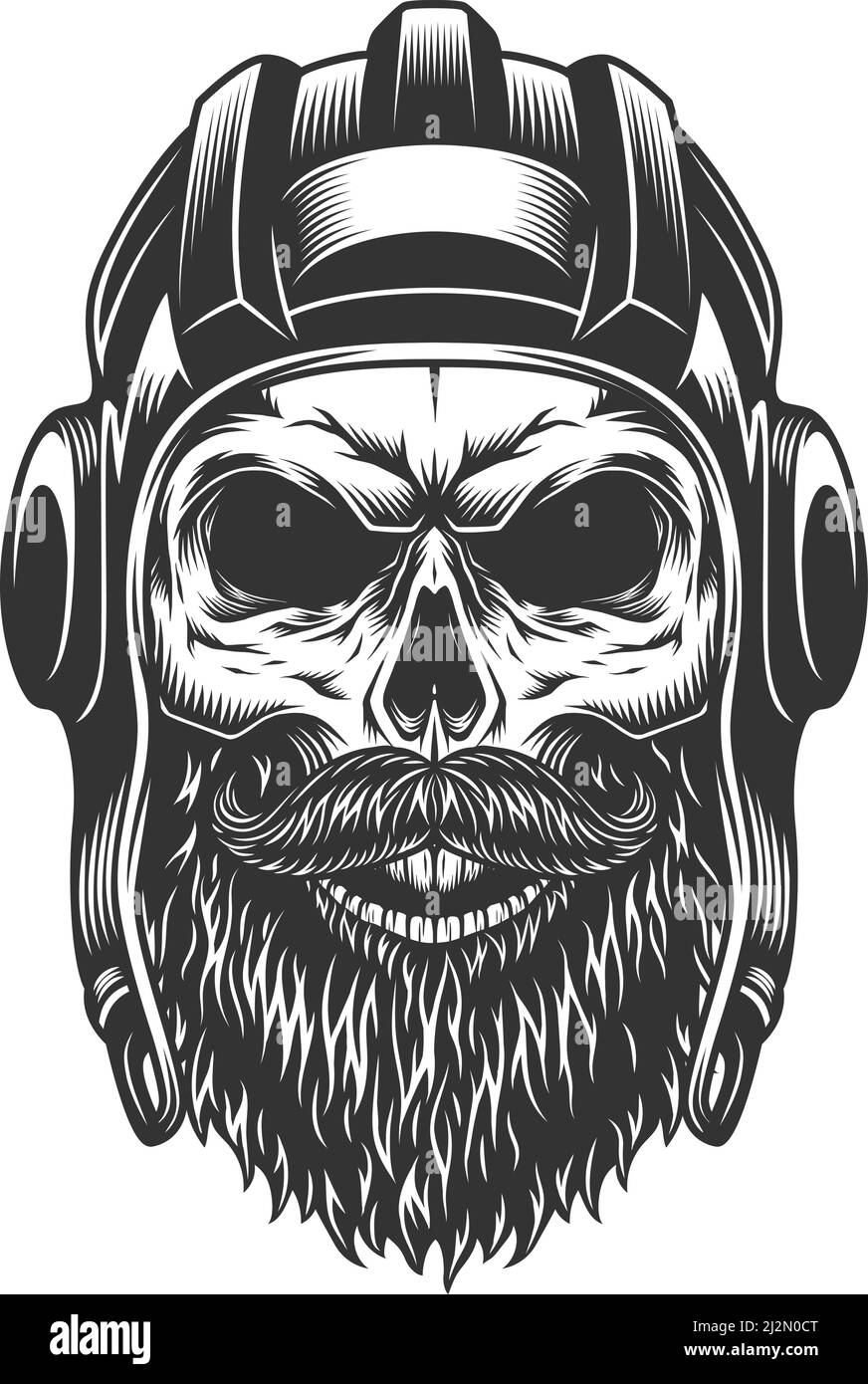 Skull in the tank retro helmet. Vector illustration Stock Vector Image ...