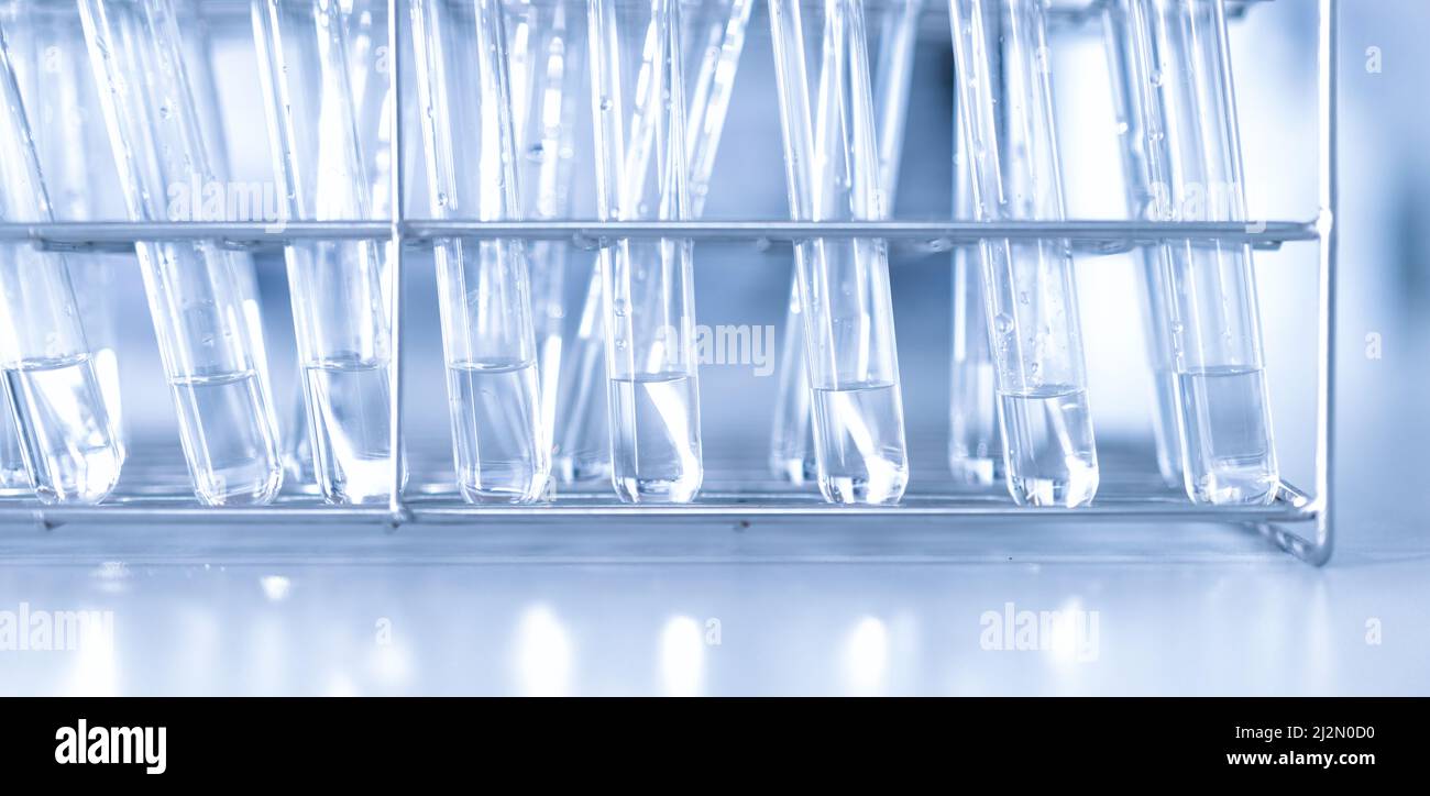 glass flask in chemical science education laboratory with molecular ...