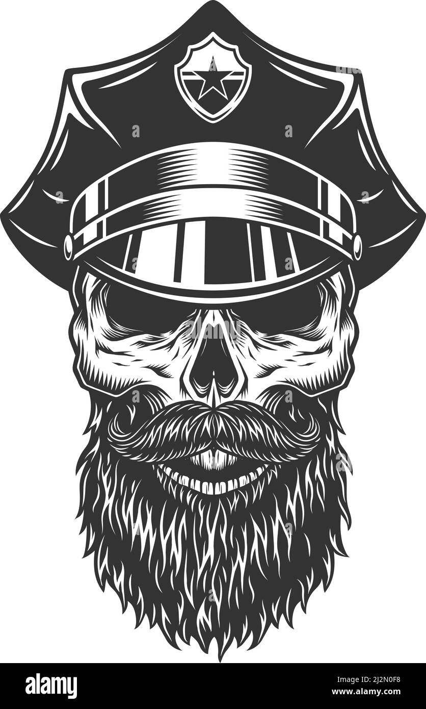 Skull in the policeman hat. Vector illustration Stock Vector Image ...