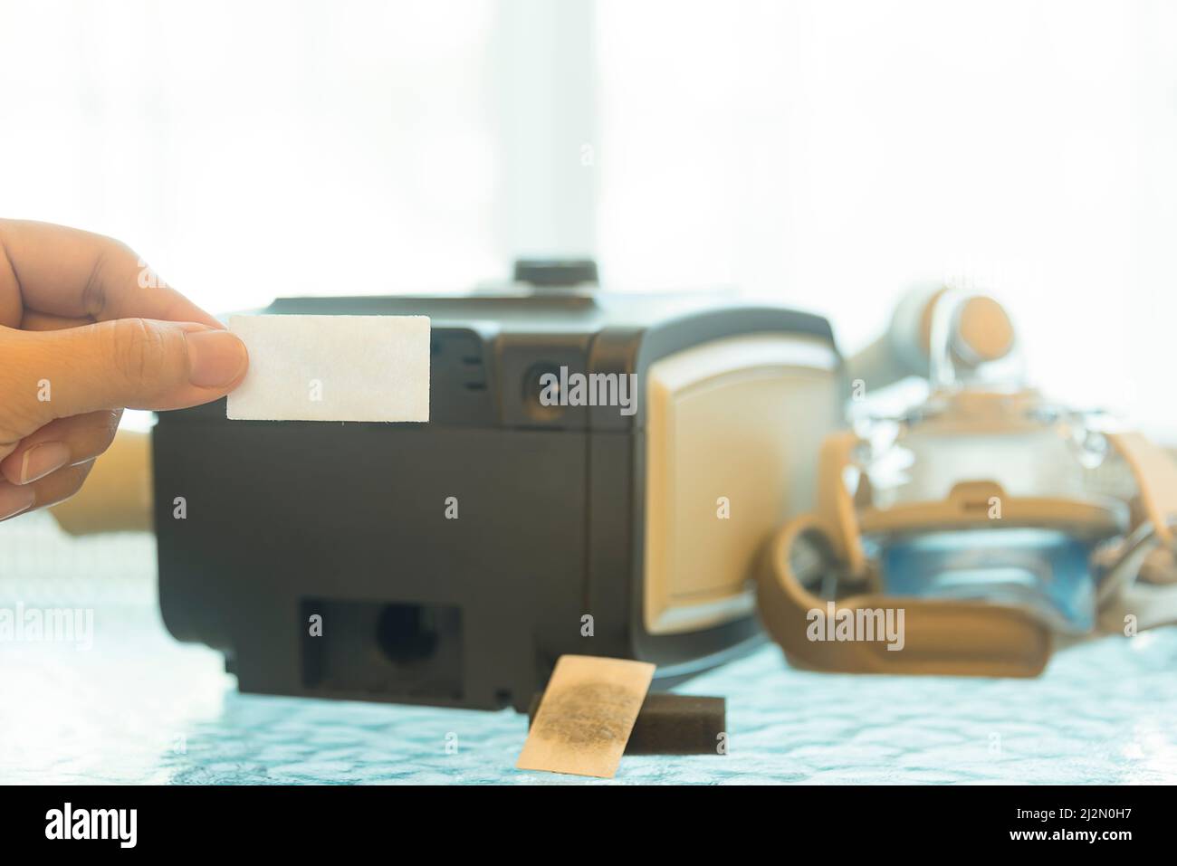 Cpap machine's air filter requires changing on a monthly basis Stock ...