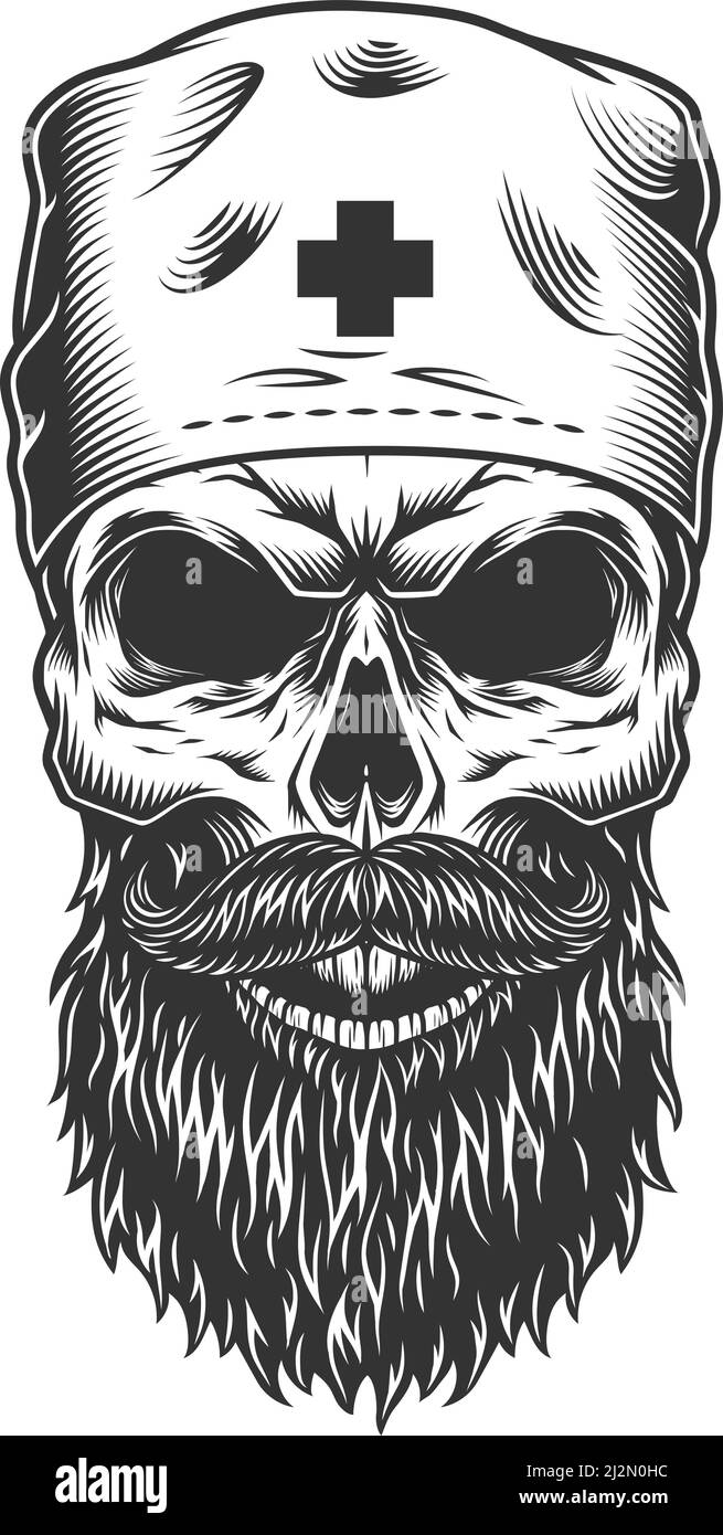 Skull in the medical hat. Vector illustration Stock Vector Image & Art ...