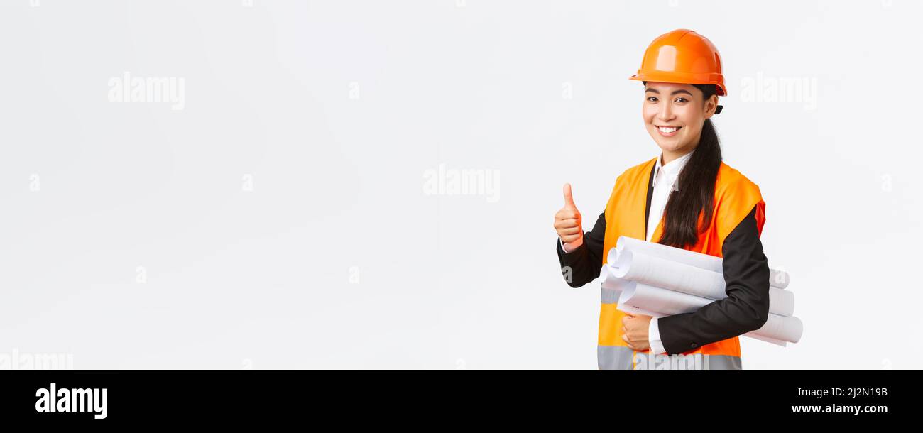 Confident successful female asian construction manager, architect in ...
