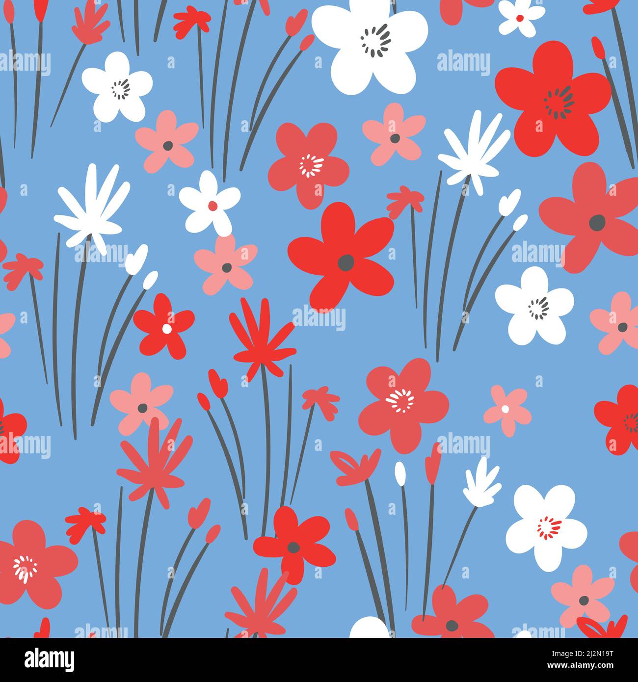 Seamless floral pattern based on traditional folk art ornaments ...