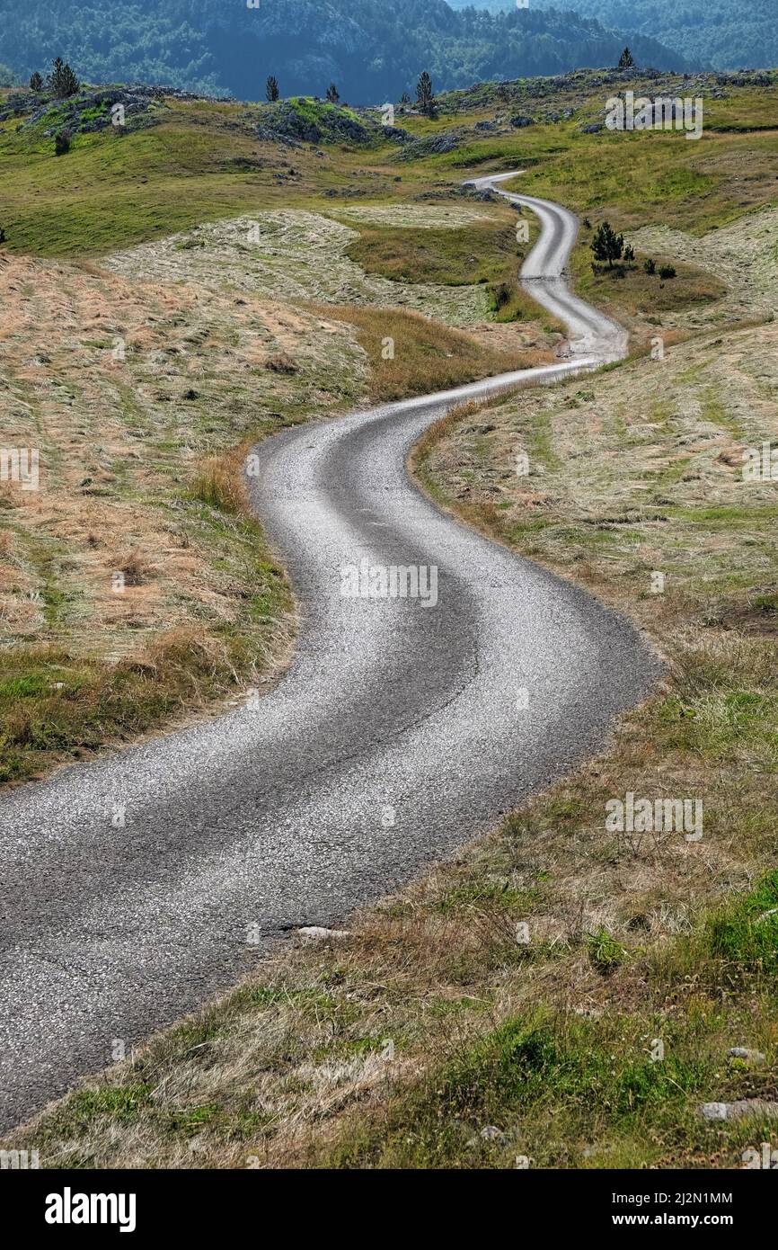 narrow and winding road in Lukavica Plateau, Montenegro Stock Photo - Alamy