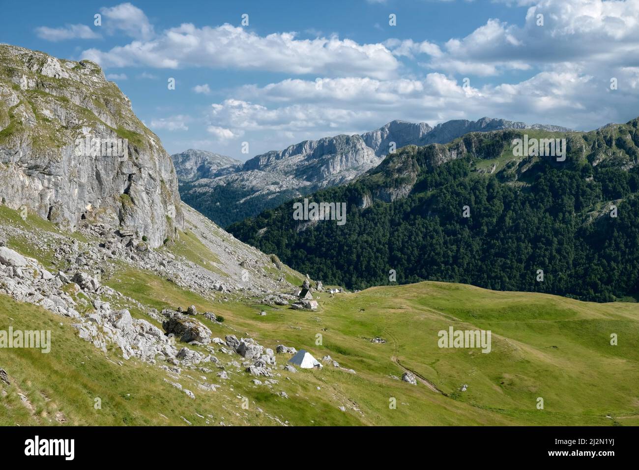 mountain landscape with village of Lukavica Plateau, Montenegro Stock ...