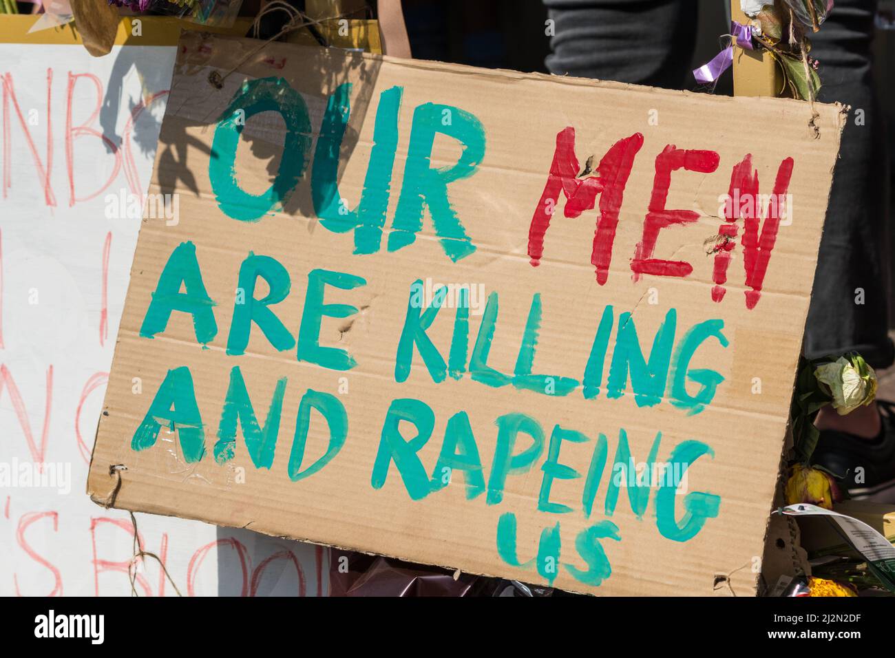 gender based violence poster or placard on a wall concept rape and ...