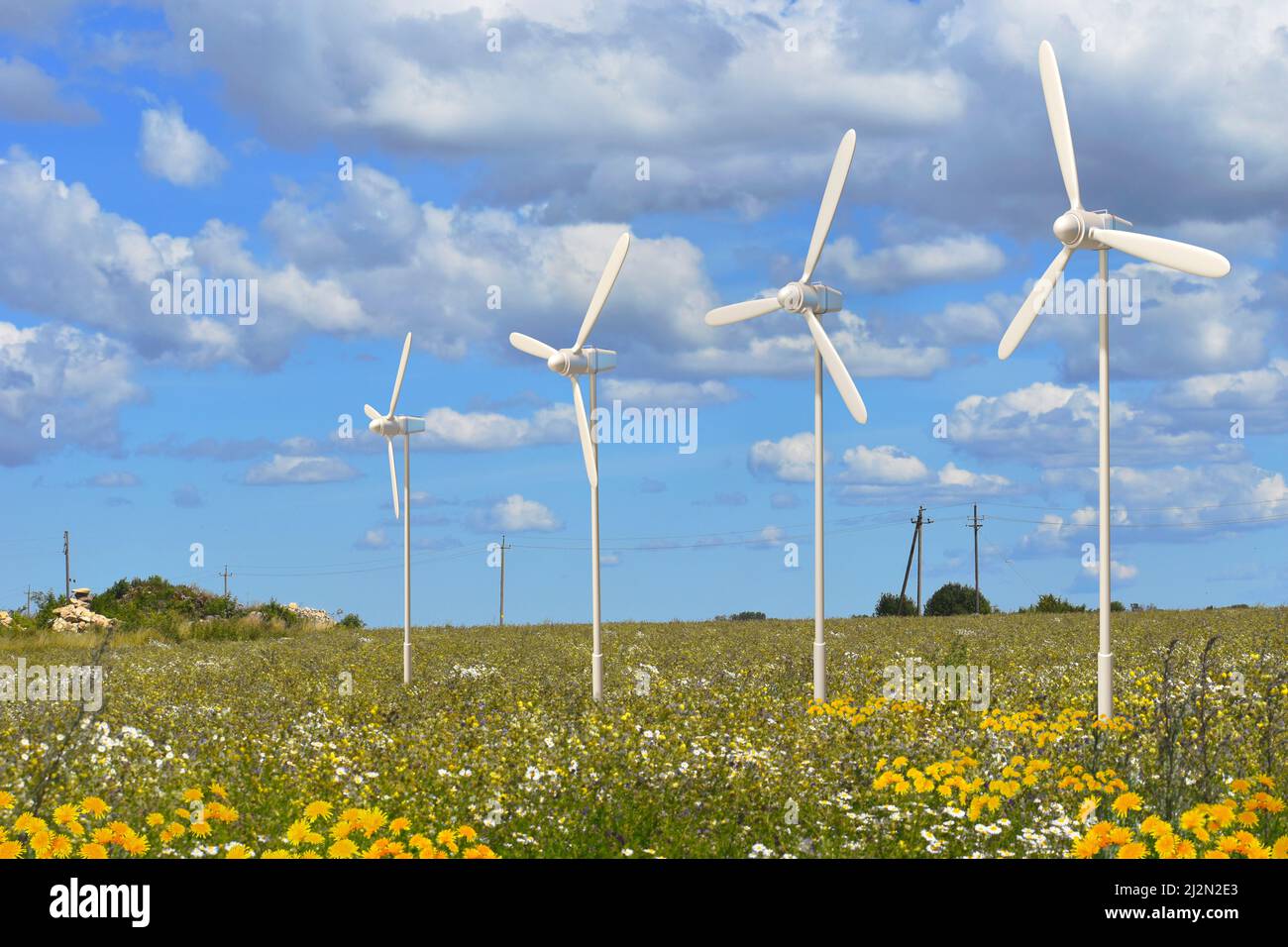 Wind turbines ecological alternative green energy generation Stock ...