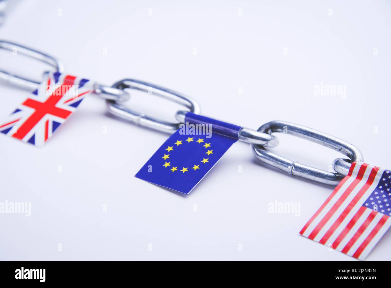 Country flags on a chain. Sanctioned countries. Closed countries ...