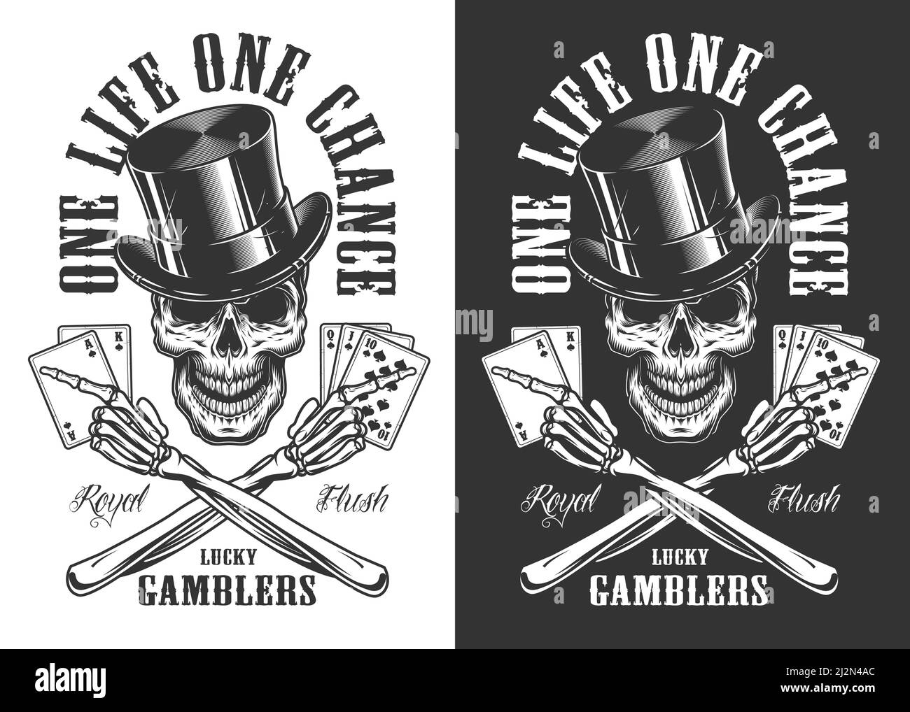 Casino concept with skull in cylinder hat. Vector illustration Stock ...