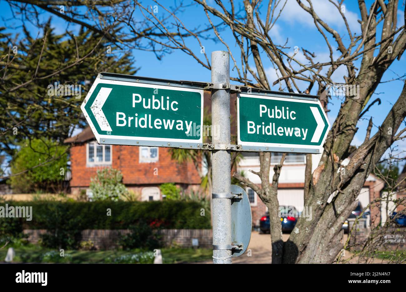 Public bridleway sign on a fingerpost in England, UK Stock Photo - Alamy