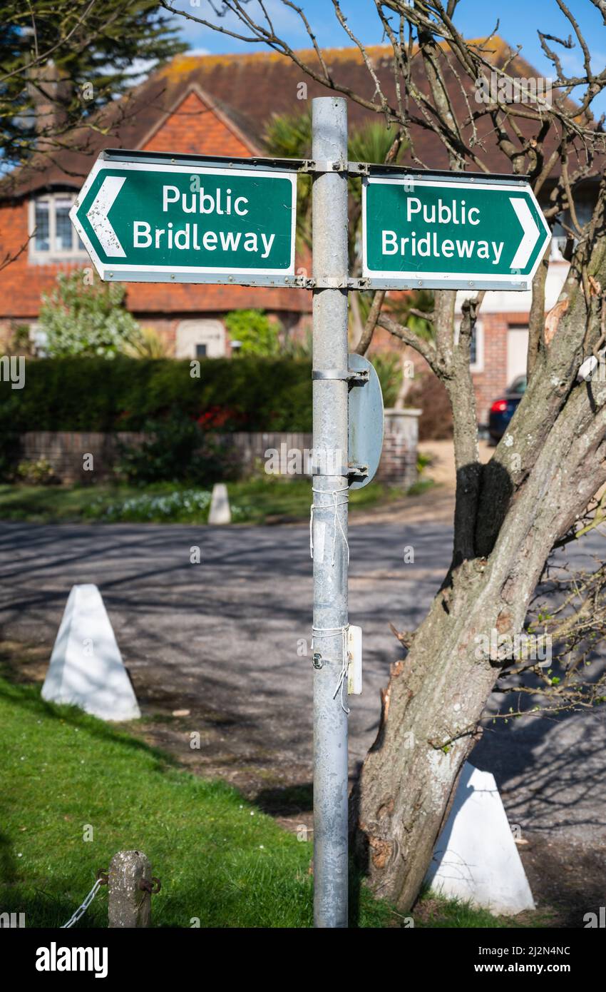 Public bridleway sign on a fingerpost in England, UK Stock Photo - Alamy
