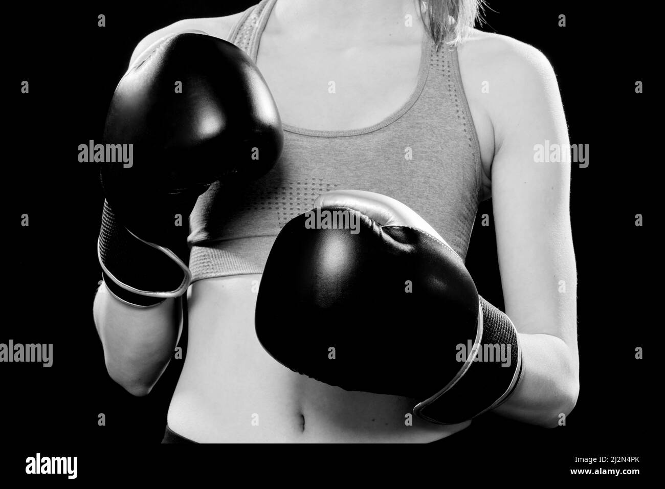 Female boxing gloves kick Black and White Stock Photos & Images - Alamy