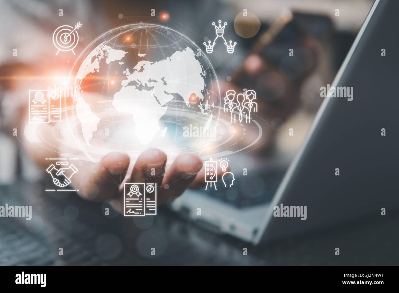 Business Strategy Planning on Technology Virtual Connection Concept ...