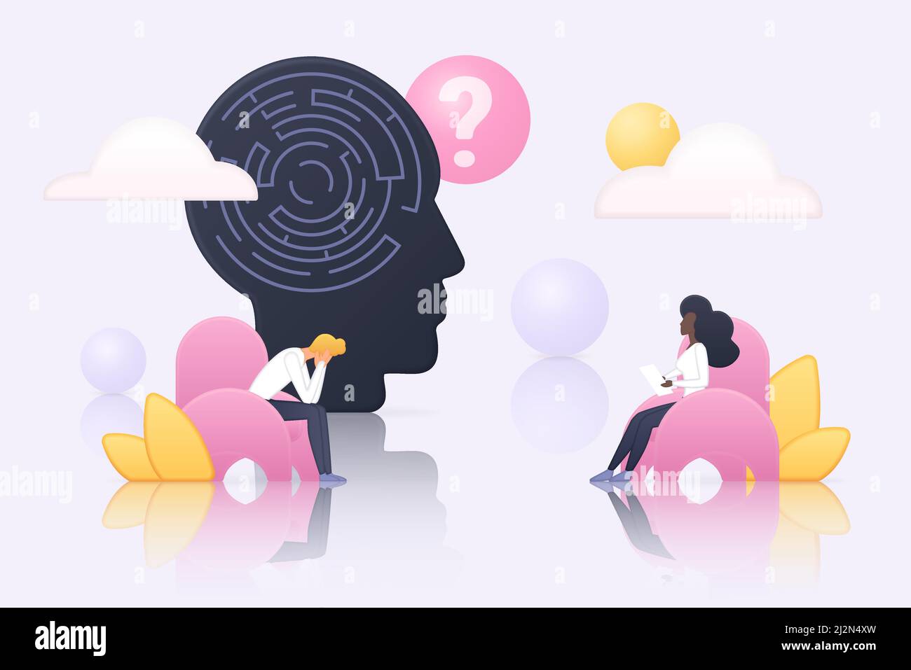 Psychology and mental disorder therapy. Abstract silhouette of human ...