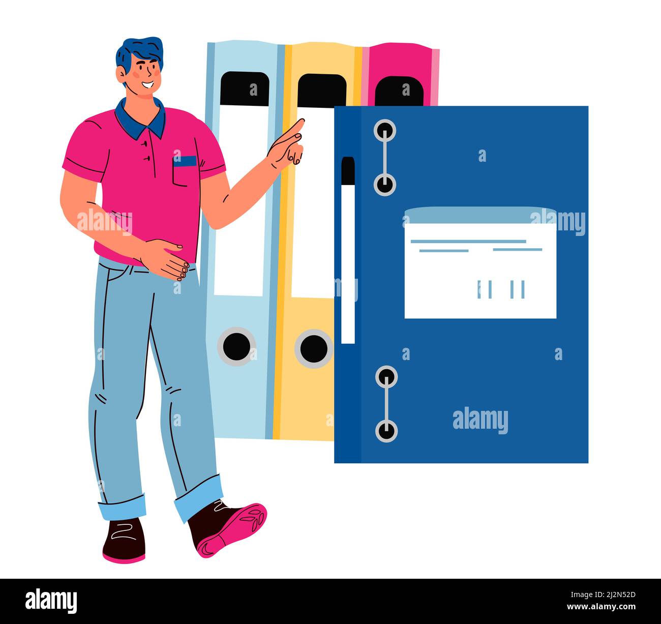 Accountant with big documents folders. Working with financial documents ...